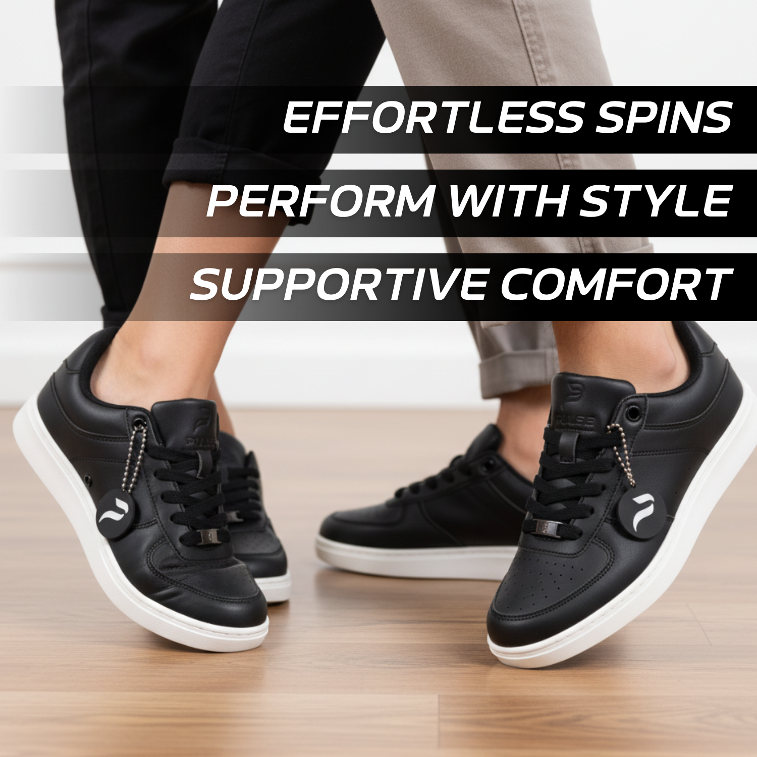 Dance Sneakers Black Spin Sole Comfortable Men's and Women's Dance ...